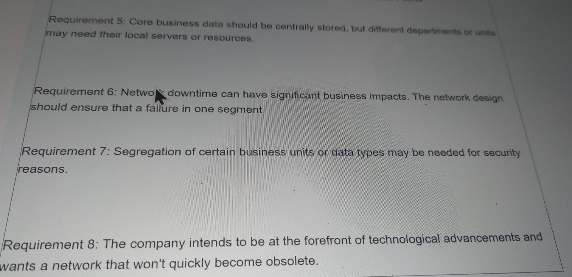 Solved Requirement 5: Core business data should be centrally | Chegg.com