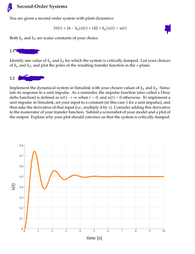Solved Second-Order SystemsYou are given a second-order | Chegg.com