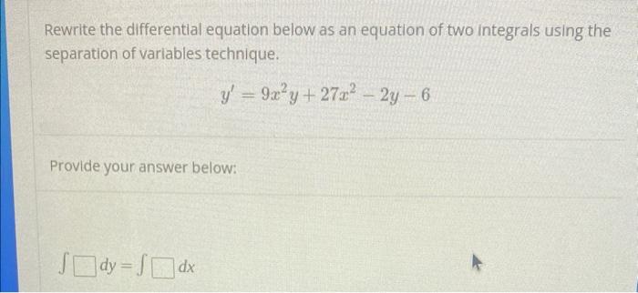 Solved Rewrite the differential equation below as an | Chegg.com