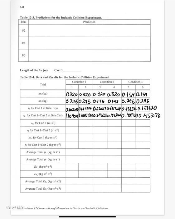 Name Lab Section Date 143 REPORT ON EXPERIMENT 12 | Chegg.com