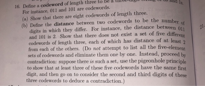 Solved Iu Um Ut Us And 1s 21 16 Define A Codeword Of