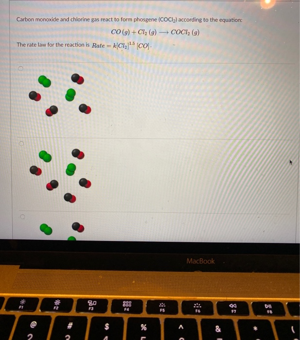 Carbon monoxide and chlorine gas react to form | Chegg.com