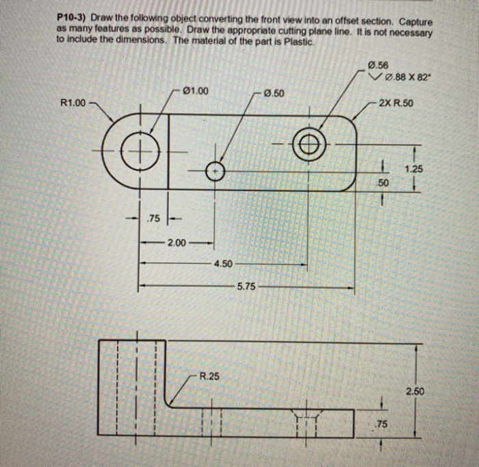 Solved P10-3) Draw the following object converting the front | Chegg.com