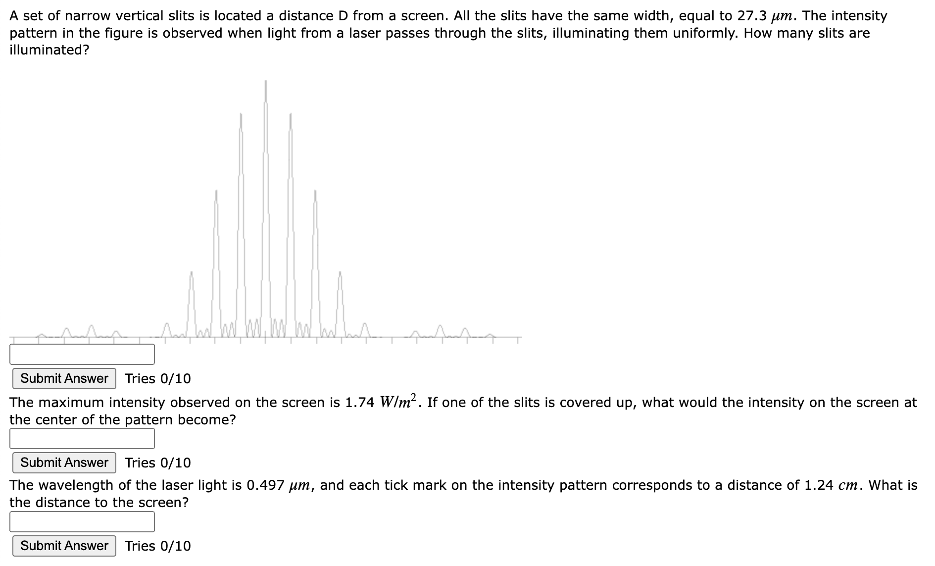 Solved A set of narrow vertical slits is located a distance | Chegg.com