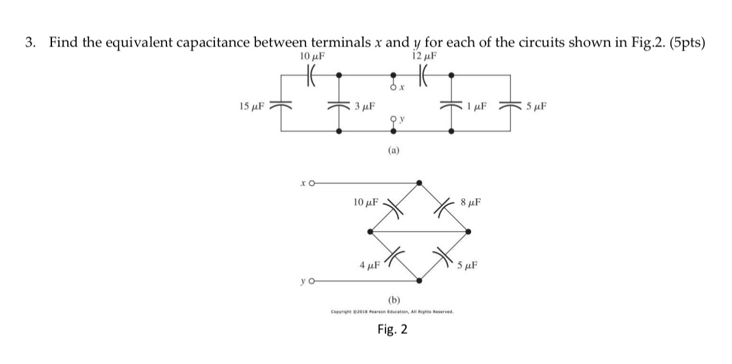 Solved Find the equivalent capacitance between terminals x | Chegg.com