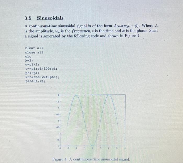 Solved 3.5 Sinusoidals A continuous-time sinusoidal signal | Chegg.com