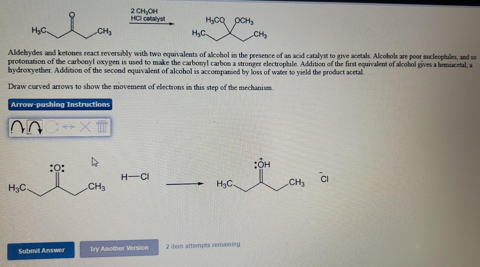 Solved 2 CH3OH HCl catalyst e H3C H3CQ H₃C. CH3 OCH3 -CH₃ | Chegg.com