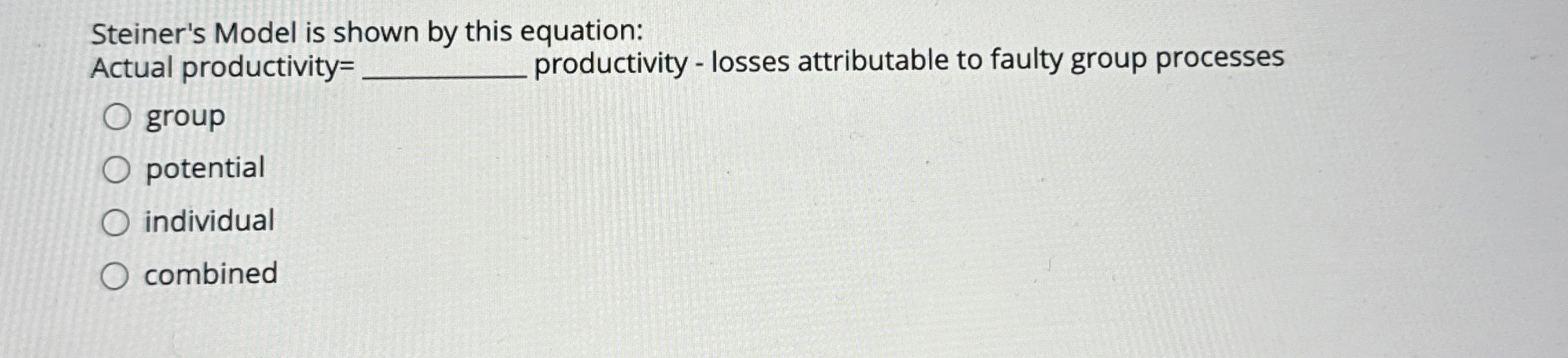 Solved Steiner's Model is shown by this equation:Actual | Chegg.com