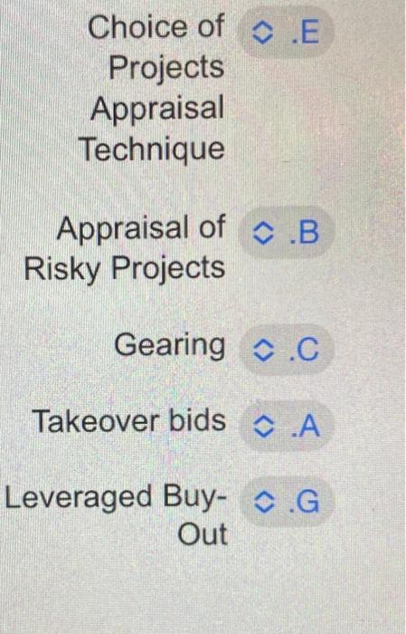 Solved Choice of Projects Appraisal Technique Appraisal of | Chegg.com