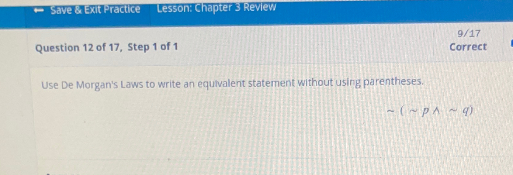Solved Save & Exit PracticeLesson: Chapter 3 | Chegg.com