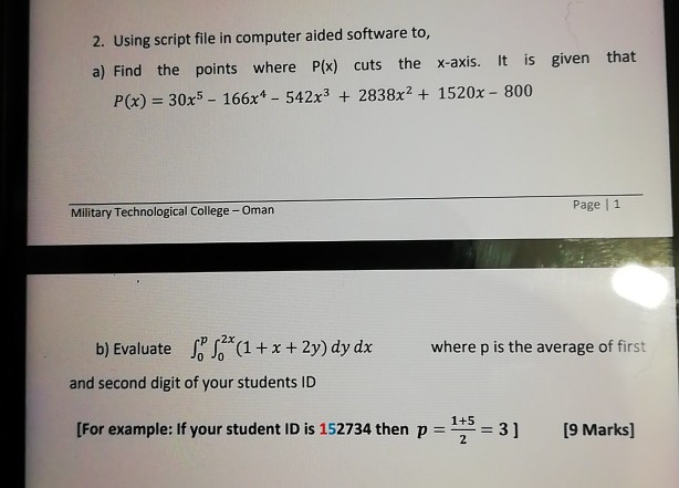 Solved 1. Using script file in computer aided software, a) | Chegg.com
