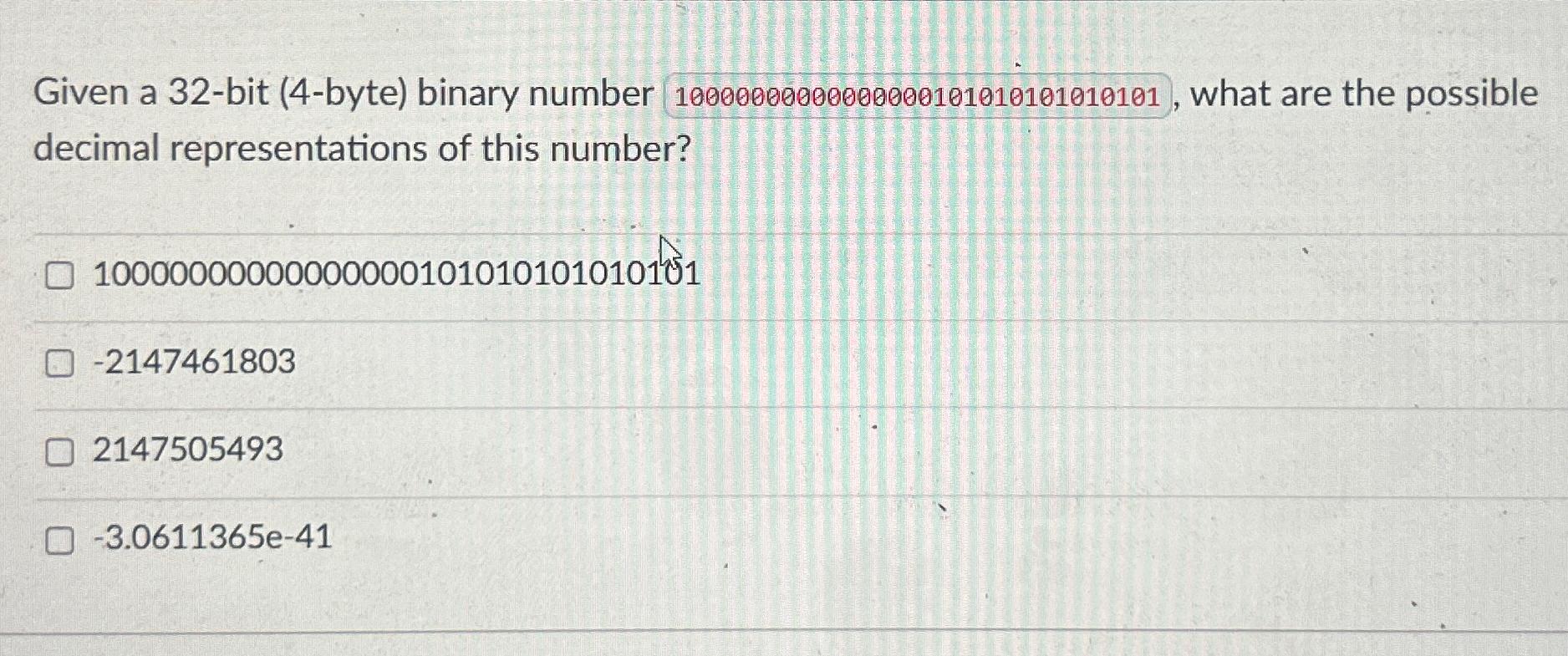 Solved Given a 32-bit (4-byte) ﻿binary number | Chegg.com