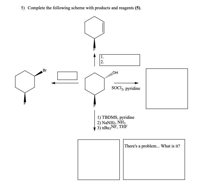Solved 5) Complete the following scheme with products and | Chegg.com