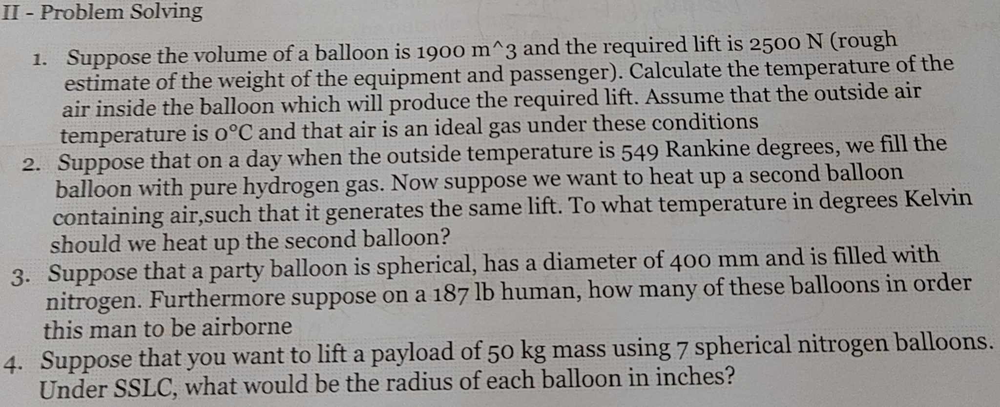 Solved Use THE BALLOON EQUATION In general | Chegg.com