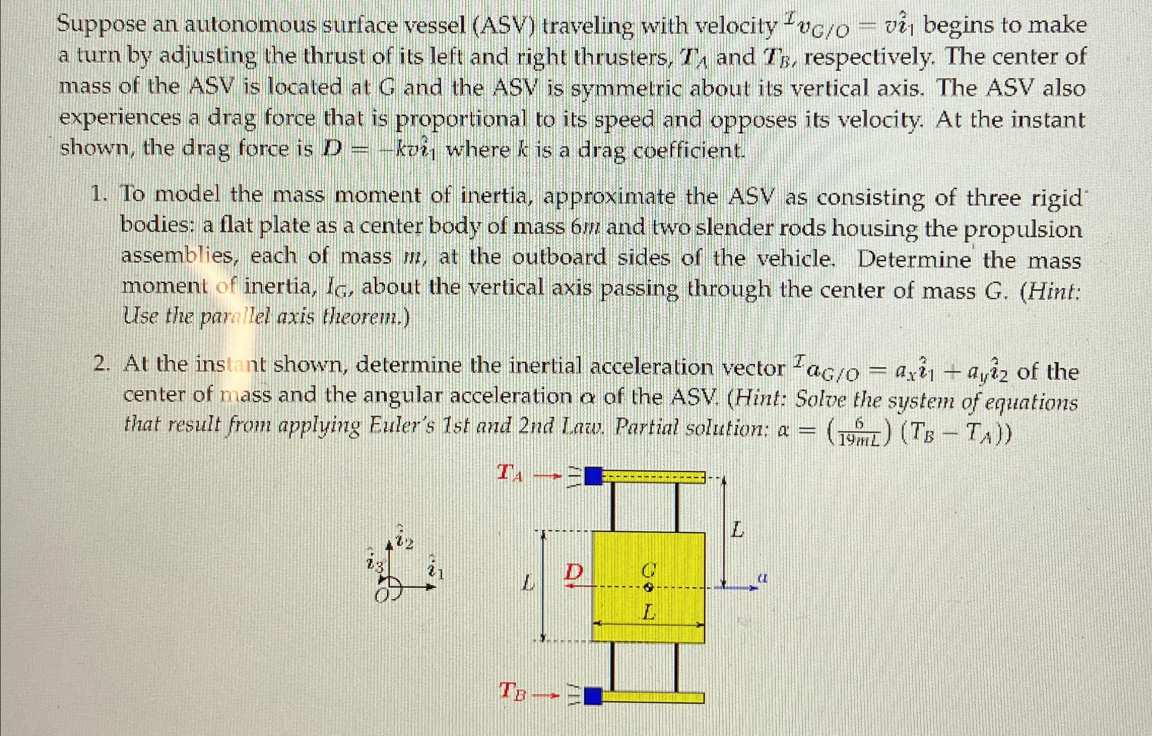 Solved Suppose an autonomous surface vessel (ASV) ﻿traveling | Chegg.com