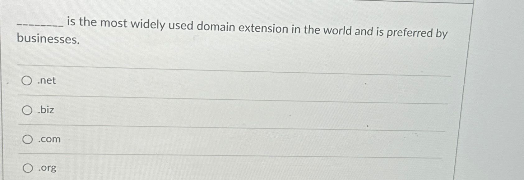 Solved Which following is the most widely used domain | Chegg.com