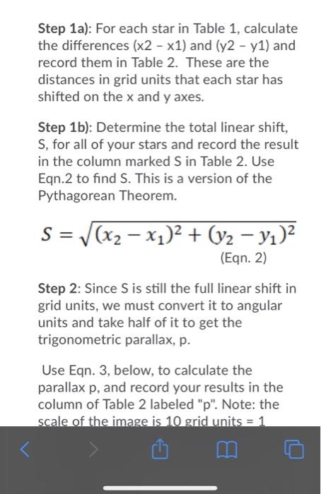Parallax Lab Exercise In practice, Astronomers | Chegg.com