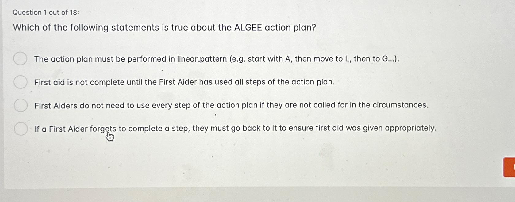 Solved Question 1 ﻿out of 18:Which of the following | Chegg.com