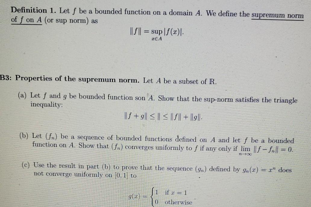 Solved Definition 1. Let f be a bounded function on a domain | Chegg.com