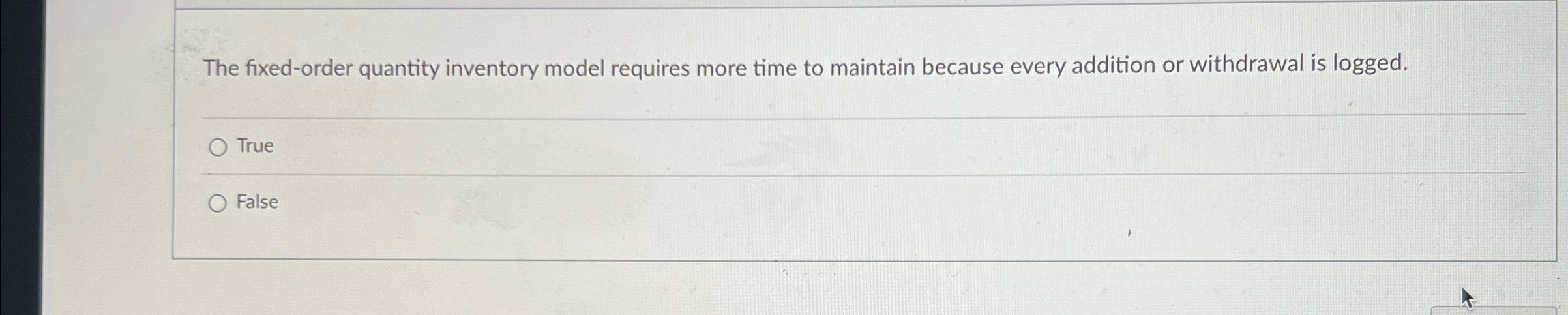 Solved The fixed-order quantity inventory model requires | Chegg.com