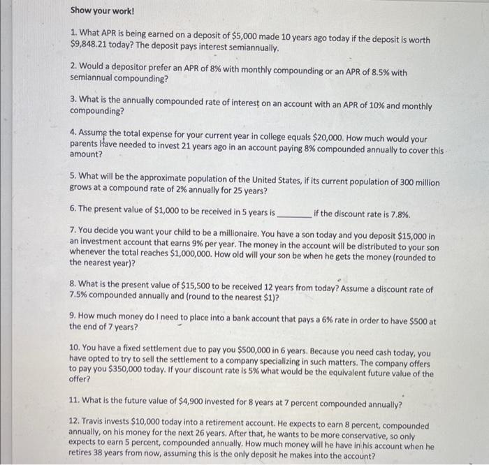 Solved 1. What APR is being earned on a deposit of $5,000 | Chegg.com