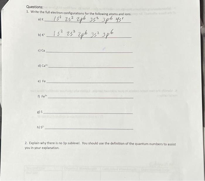 Solved Questions 1 Write The Full Electron Configurations