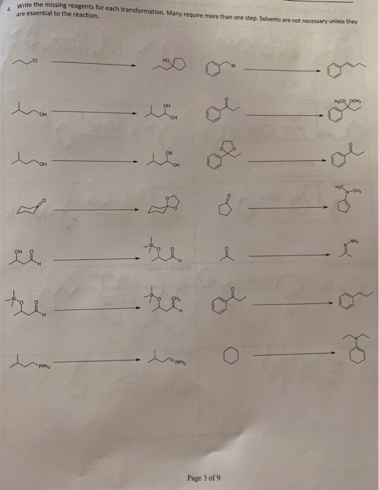 Solved Write the mis write the missing reagents for each | Chegg.com