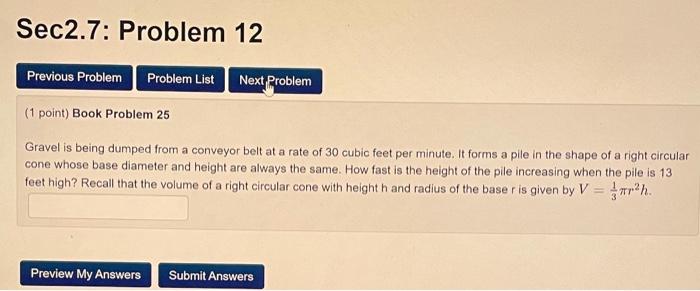 Solved Sec2.7: Problem 12 Next Problem Previous Problem | Chegg.com