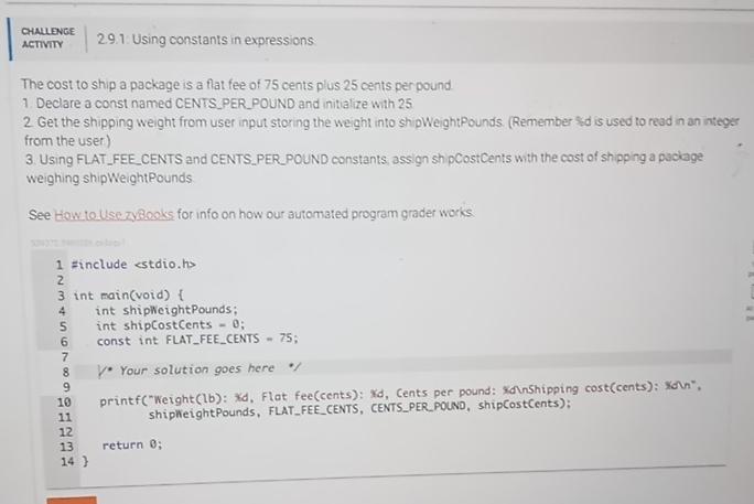 Solved CHALENGEAcTIVIr29.1: Using constants in | Chegg.com