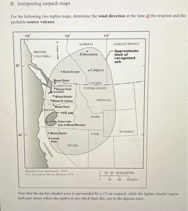 Solved B. Interpreting isopach maps For the following two | Chegg.com
