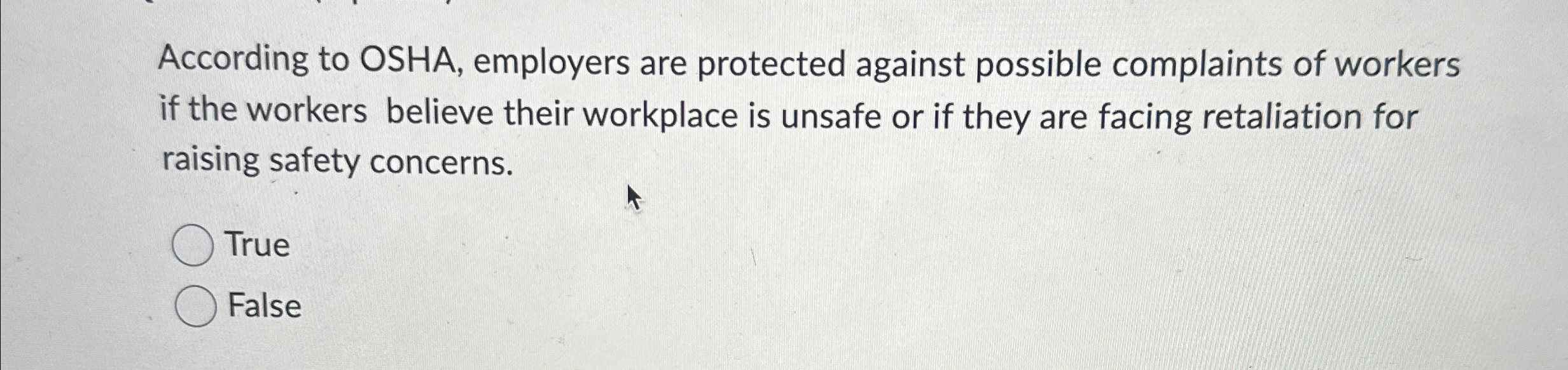 Solved According to OSHA, employers are protected against | Chegg.com