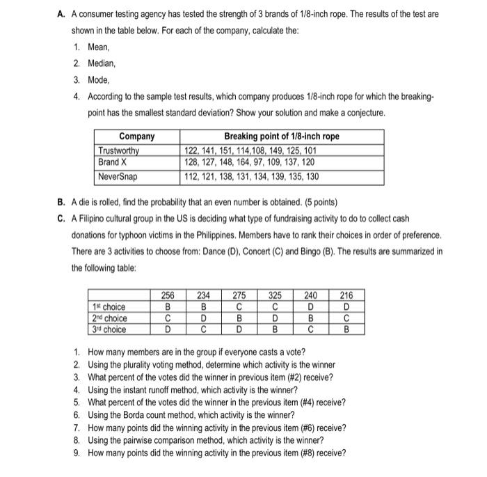Solved 1 A Consumer Testing Agency Has Tested The Strength