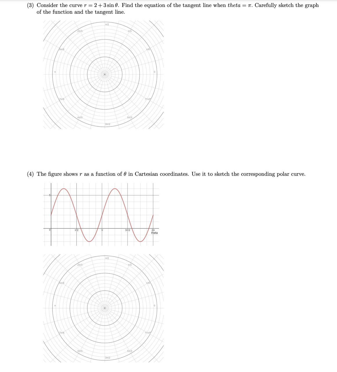 (3) ﻿Consider the curve r=2+3sinθ. ﻿Find the equation | Chegg.com