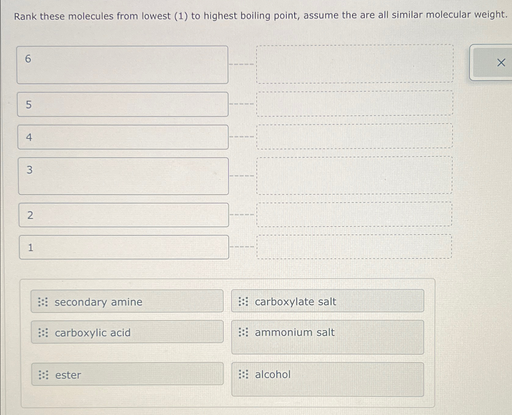 Solved Rank these molecules from lowest (1) ﻿to highest | Chegg.com