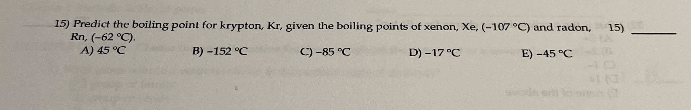 Solved Predict the boiling point for krypton, Kr , ﻿given | Chegg.com