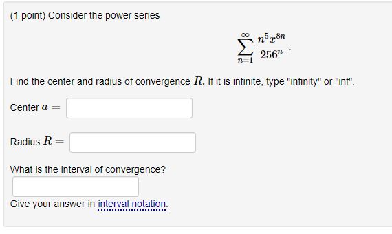 Solved (1 ﻿point) ﻿Consider the power | Chegg.com