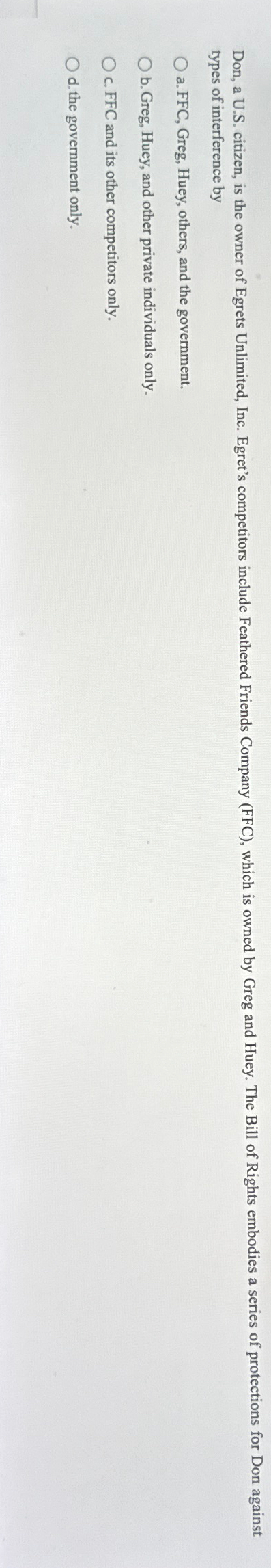 Solved types of interference bya. ﻿FFC, ﻿Greg, Huey, others, | Chegg.com