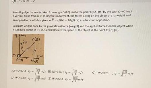 Solved A m=4kg ﻿object at rest is taken from origin | Chegg.com