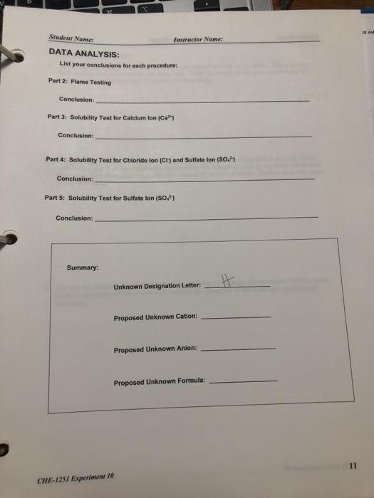 Solved Instructor Name: Student Name: DATA (EXP #10): Part | Chegg.com