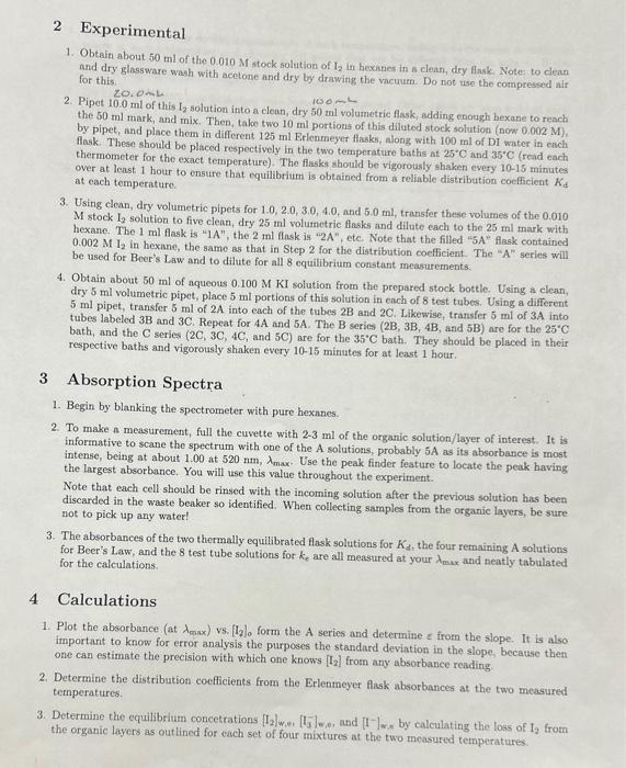 Solved Chemical Equilibrium in Solution Experiment. I am | Chegg.com