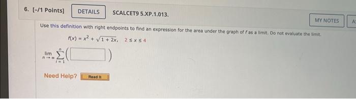 Solved Use this definition with right endpoints to find an | Chegg.com