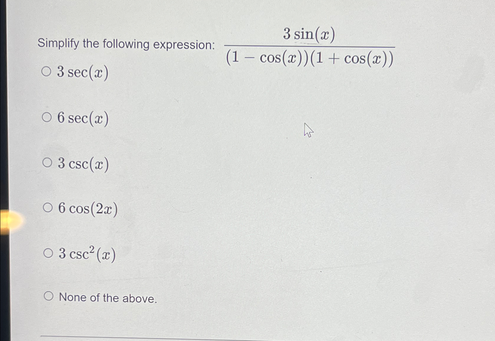 Solved Simplify the following expression: | Chegg.com