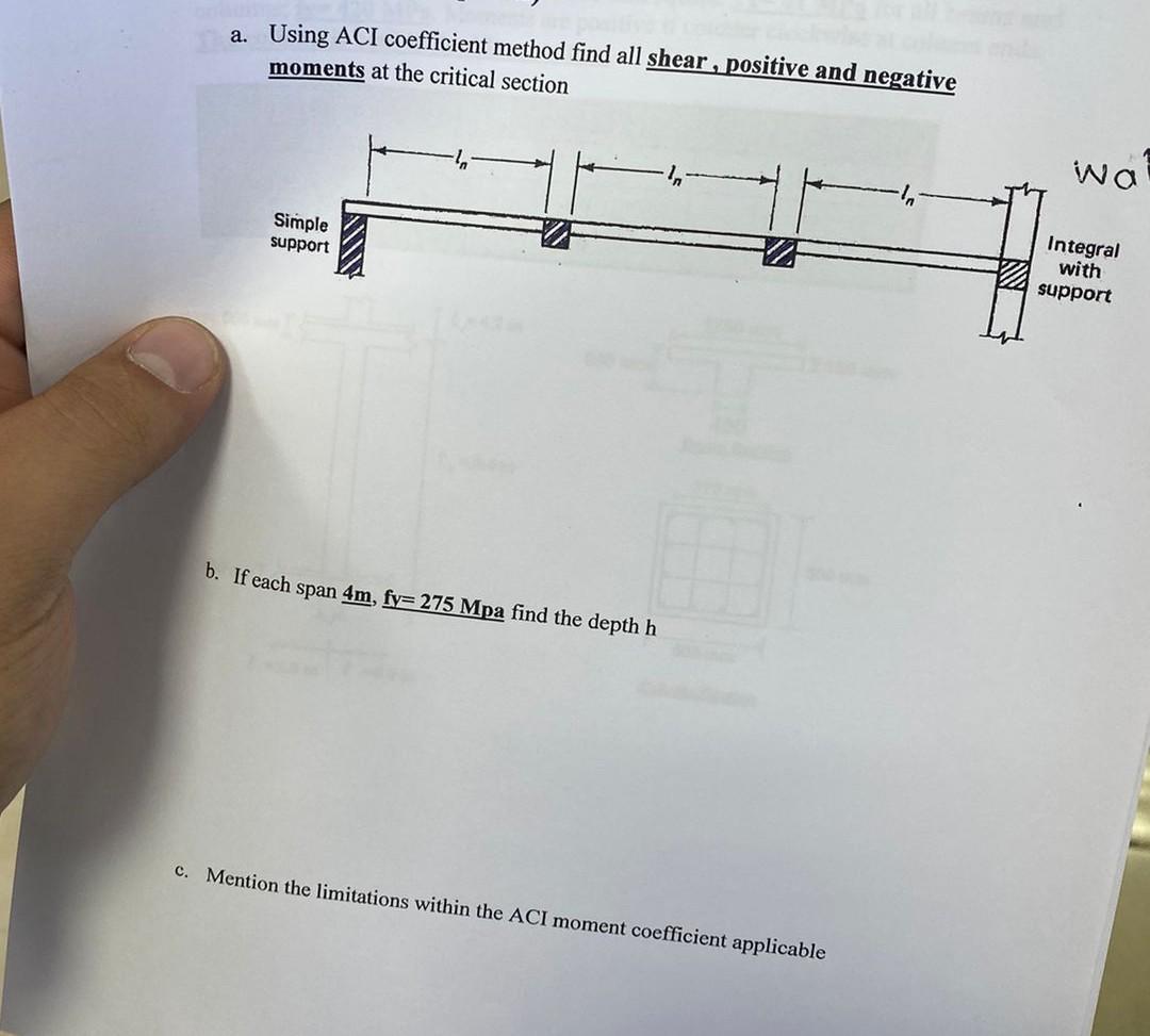 Solved a. Using ACI coefficient method find all shear, | Chegg.com