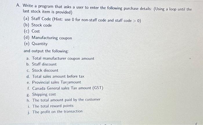 Solved (12 points) Customer bill and Sales profit Marking: 4 | Chegg.com