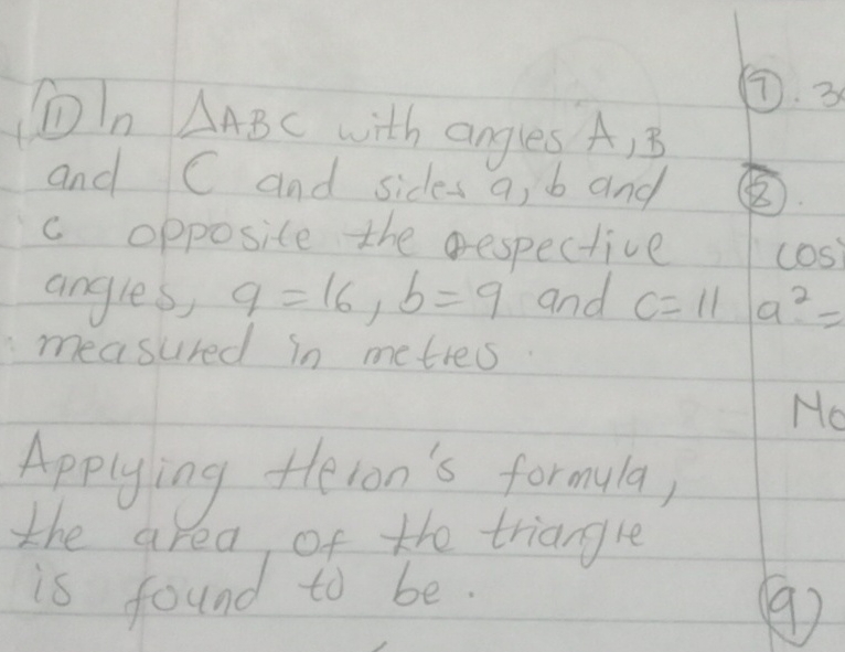 Solved (11) ﻿In ????ABC ﻿with angles A,B ﻿and C ﻿and sider | Chegg.com