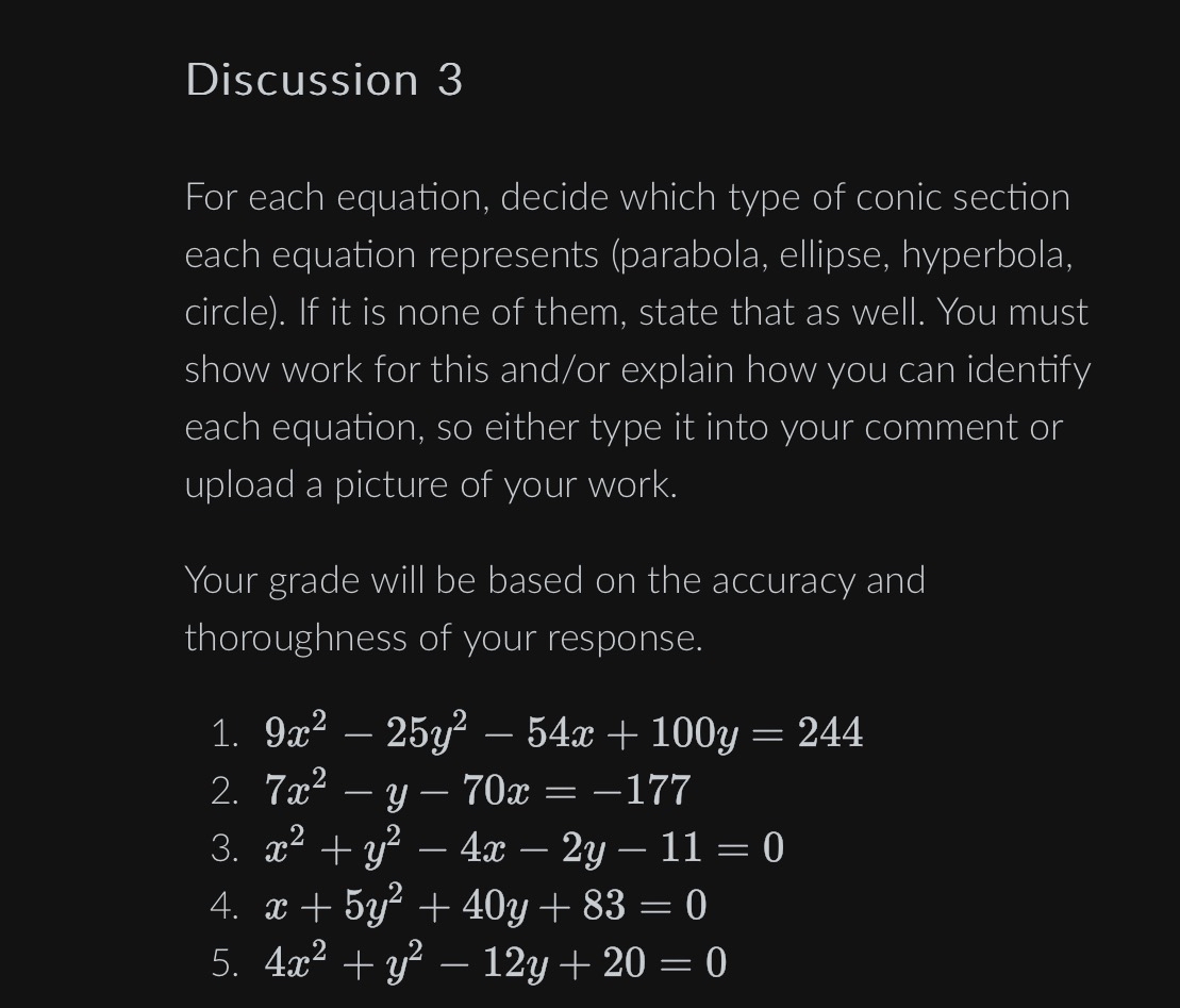 Solved Discussion 3For each equation, decide which type of | Chegg.com