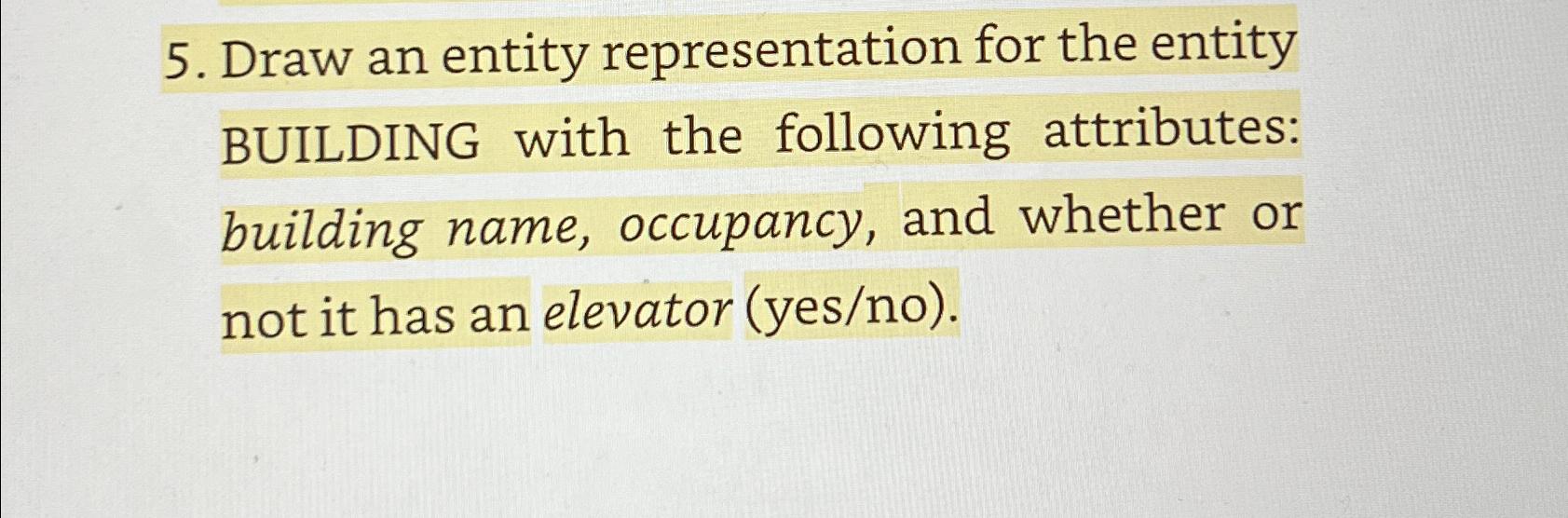 Solved Draw an entity representation for the entity BUILDING | Chegg.com