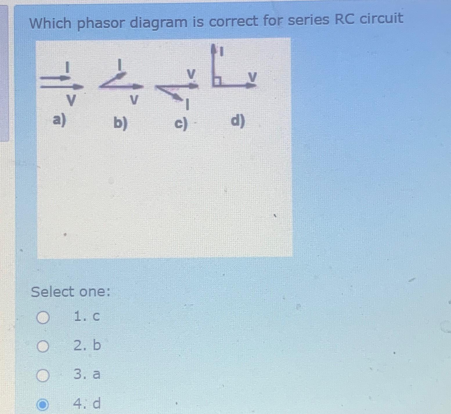 Solved Which phasor diagram is correct for series RC | Chegg.com
