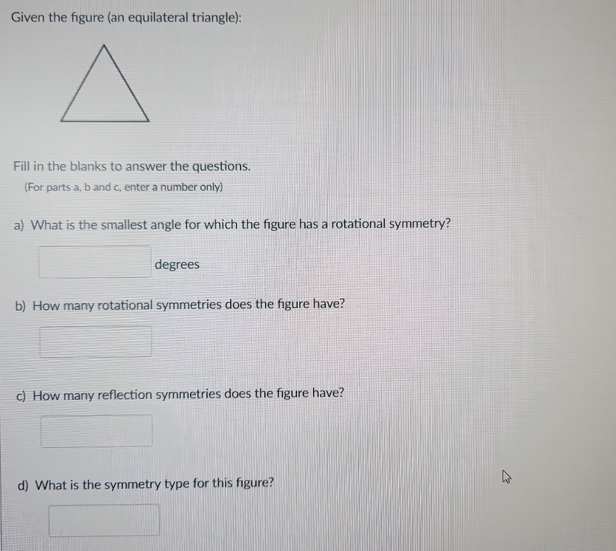 Solved Given the figure (an equilateral triangle):sFill in | Chegg.com
