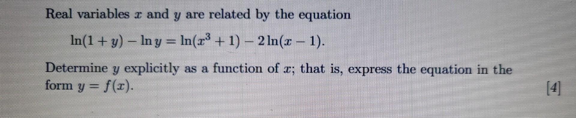 Solved Real variables x and y are related by the equation | Chegg.com